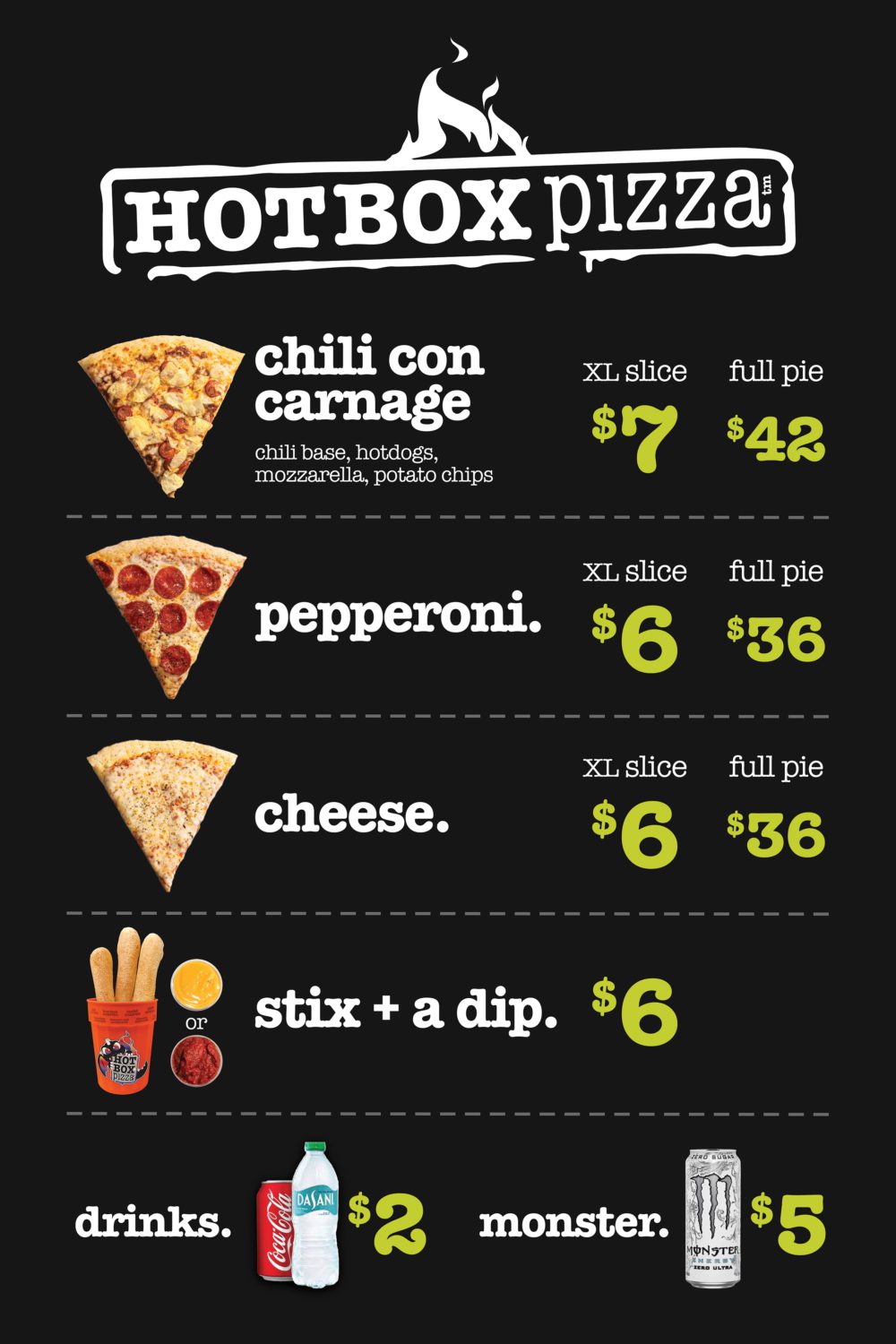 GenCon 2025 menu – HotBox Pizza